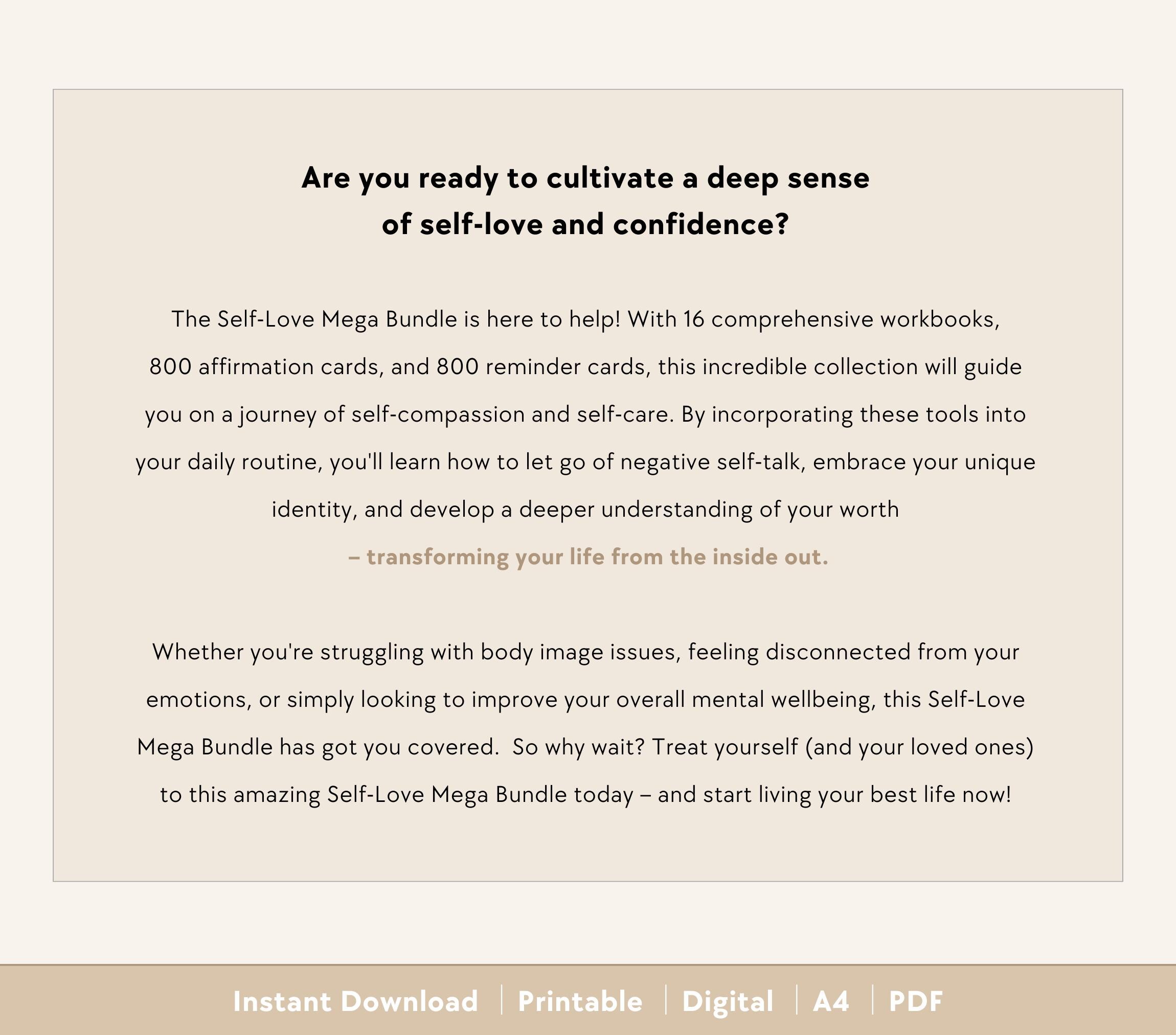 Self-love Bundle | Workbooks - Self-talk, Self-esteem, Confidence, Body ...