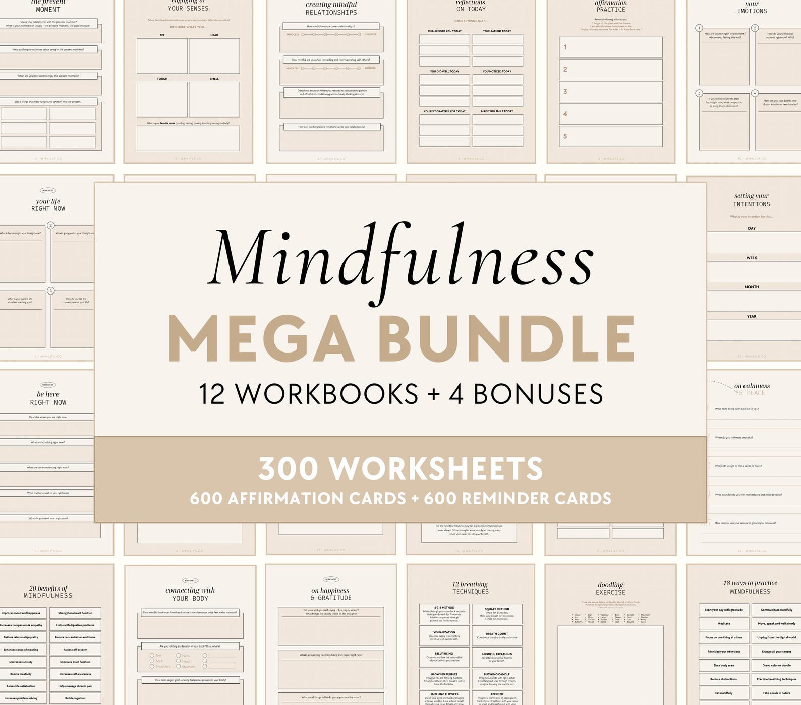 Mindfulness Bundle | Workbooks - Self-care, Mental Health, Digital ...