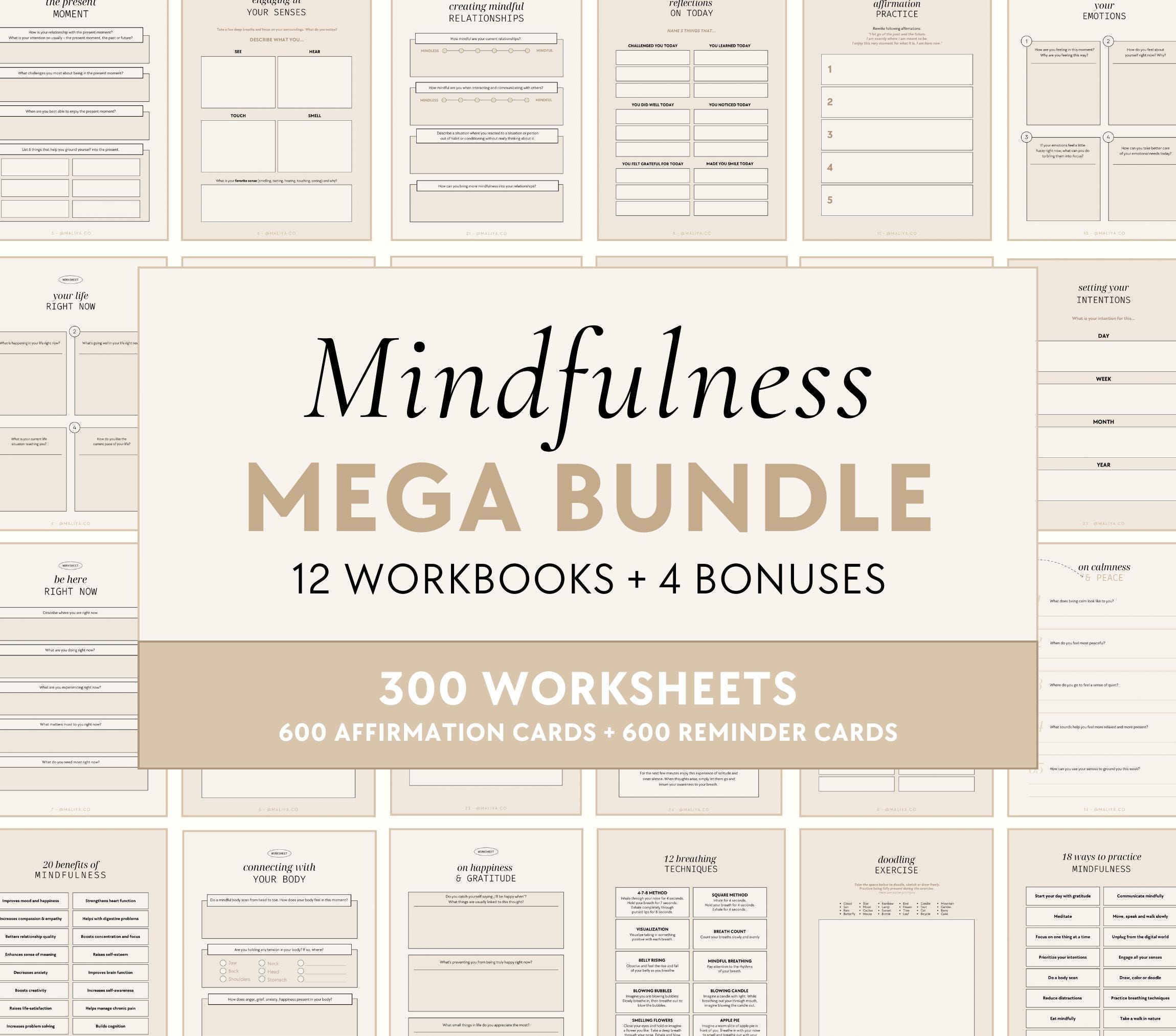 Mindfulness Bundle | Workbooks - Self-care, Mental Health, Digital ...