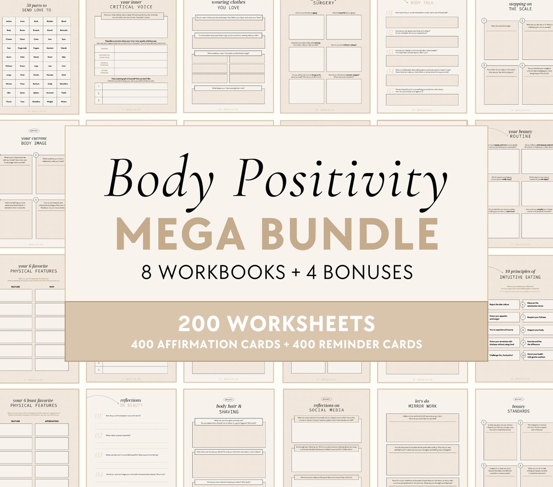 Body Positivity Bundle | Workbooks - Body Image, Self-love, Confidence ...