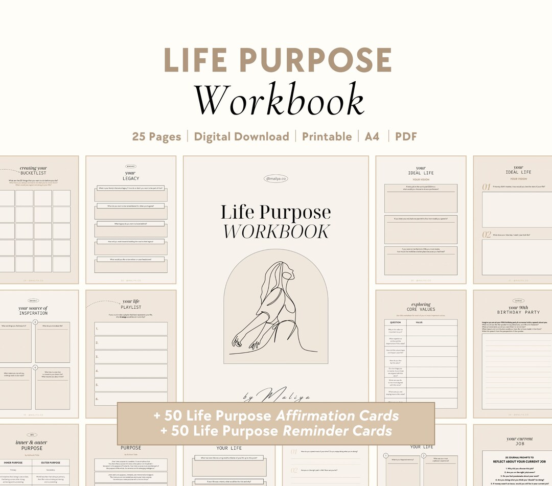 Life Purpose Workbook Ikigai & Passion Planner, Career Guide, Dream ...