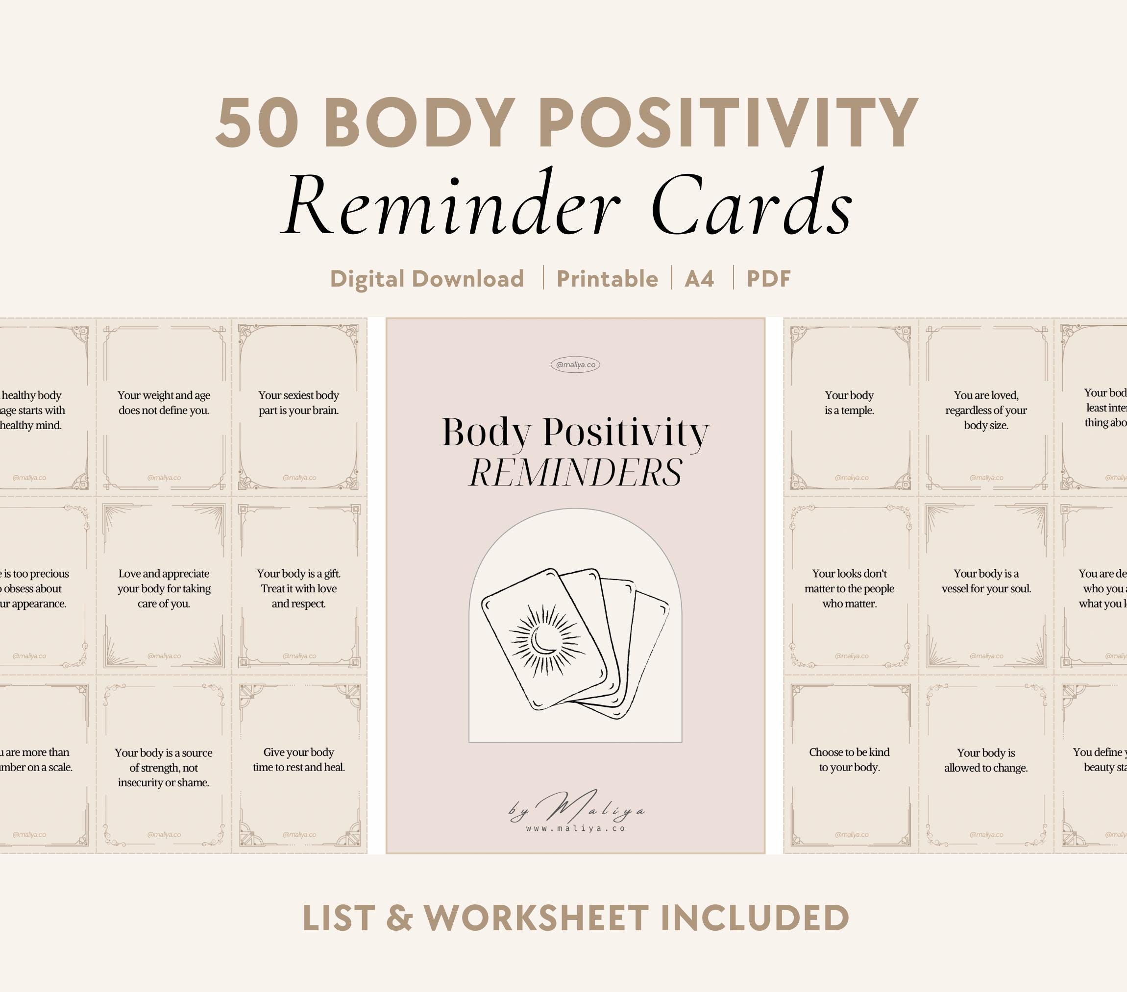 Body Positivity Reminders | Oracle Cards - Body Image, Feeling ...