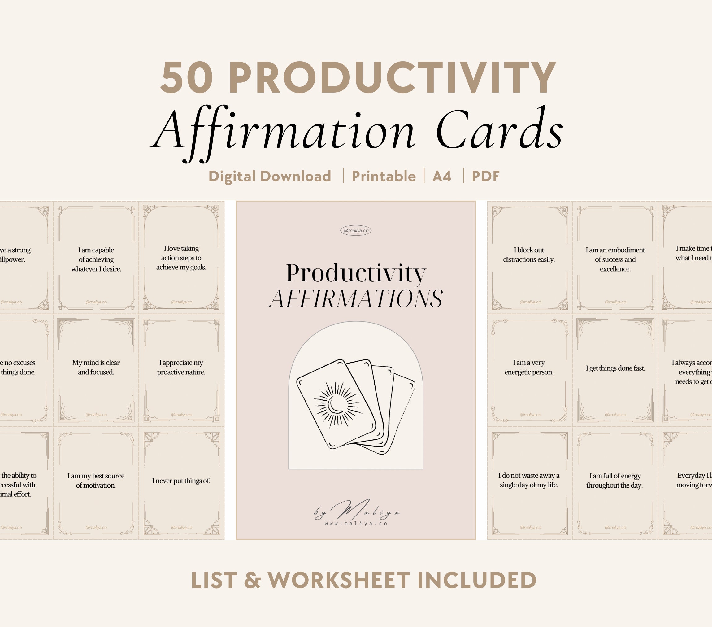 Productivity Affirmations Oracle Cards Discipline, Focus & Energy ...