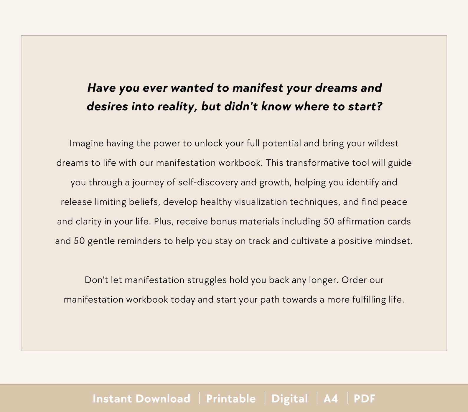 Manifestation Workbook | Law of Attraction, Dream Life, Manifest Life ...