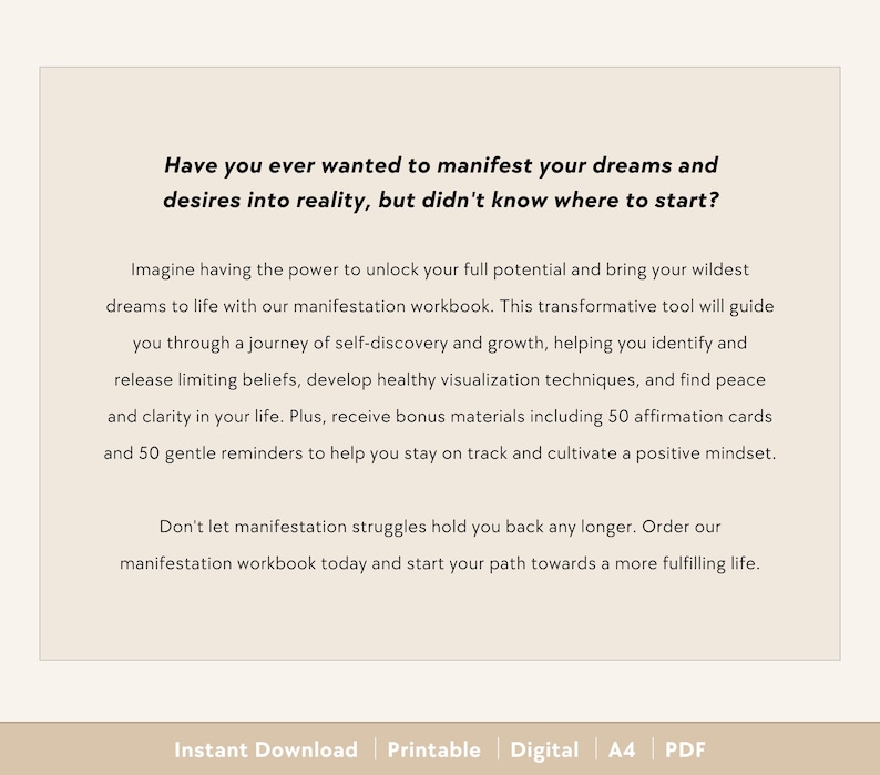 Manifestation Workbook | Law of Attraction, Dream Life, Manifest Life ...