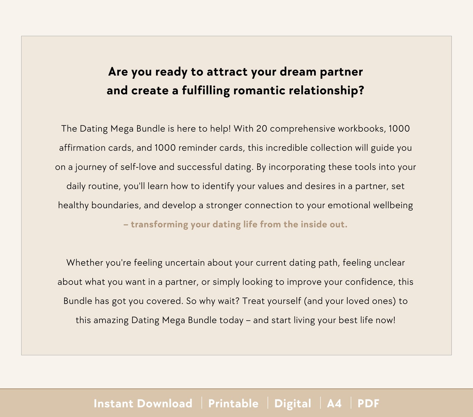 Dating Bundle Workbooks Manifest Dream Partner & Relationship, High ...