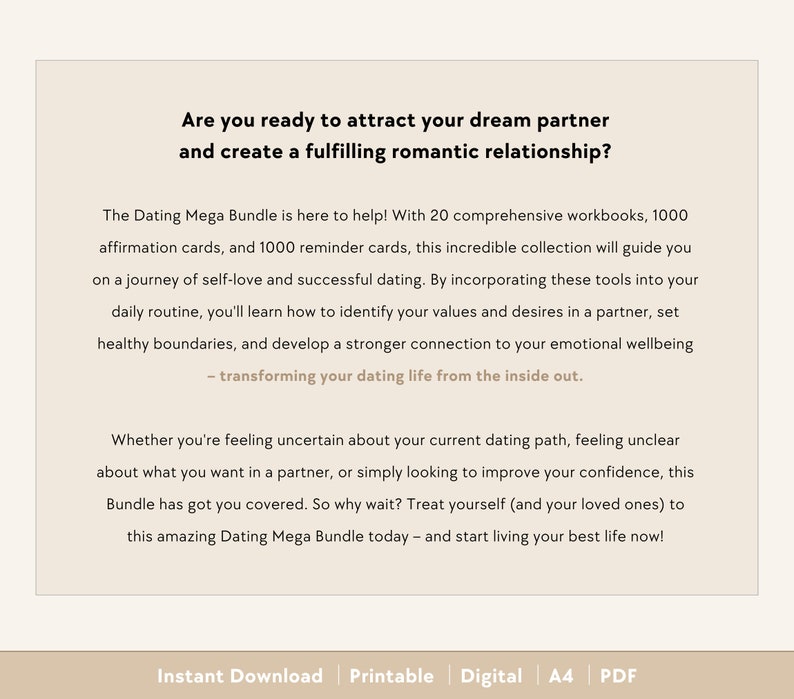 Dating Bundle Workbooks Manifest Dream Partner & Relationship, High ...