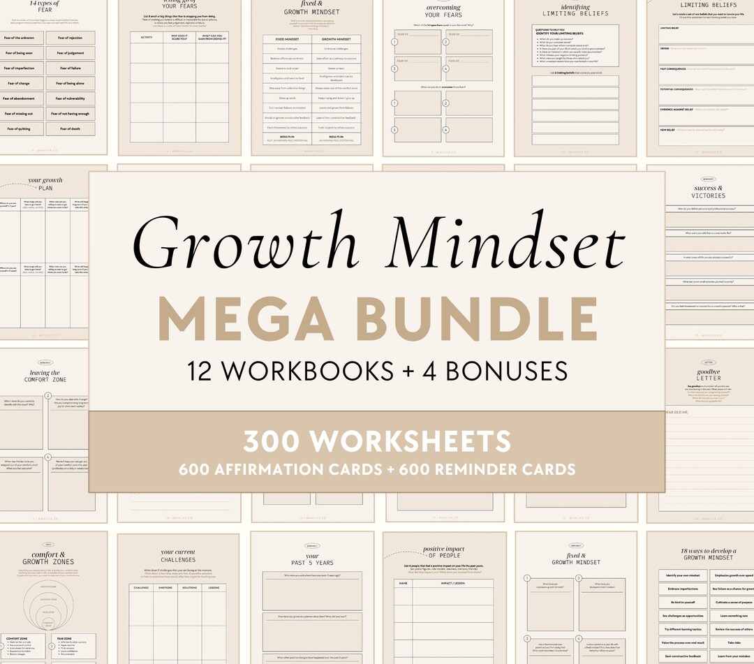Growth Mindset Bundle Workbooks Productivity, Manifest Money & Dream ...