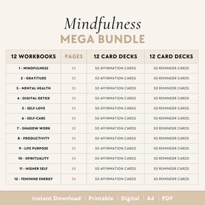 Mindfulness Bundle | Workbooks - Self-care, Mental Health, Digital ...