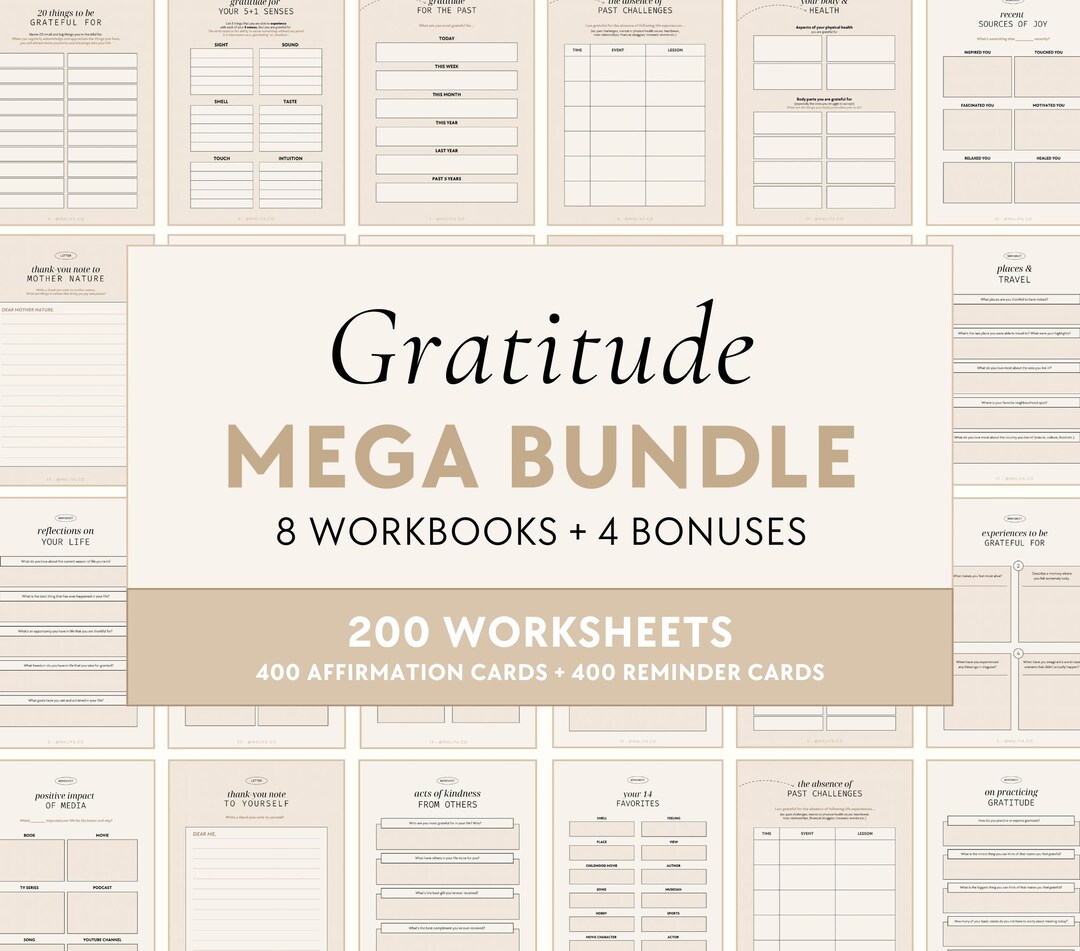 Gratitude Bundle | Workbooks - Positive Mindset, Mindfulness ...