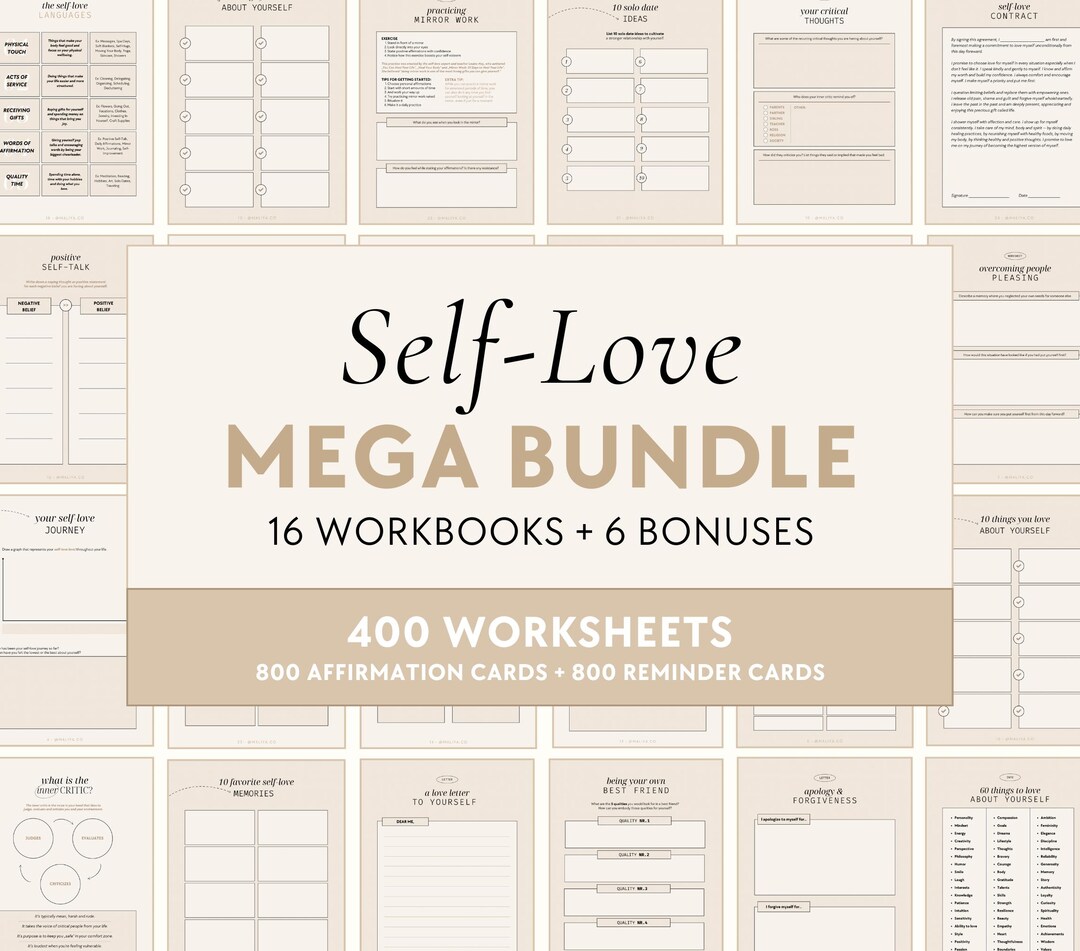 Self-Love Bundle Workbooks Self-Talk, Self-Esteem, Confidence, Body ...