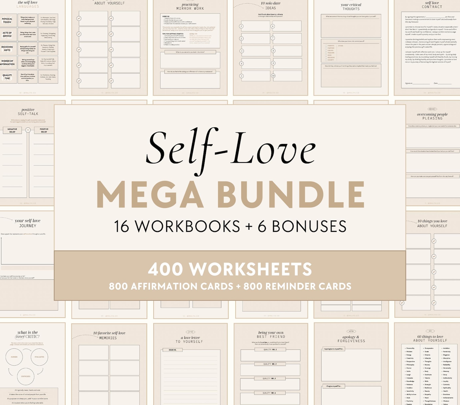 Self-love Bundle | Workbooks - Self-talk, Self-esteem, Confidence, Body ...