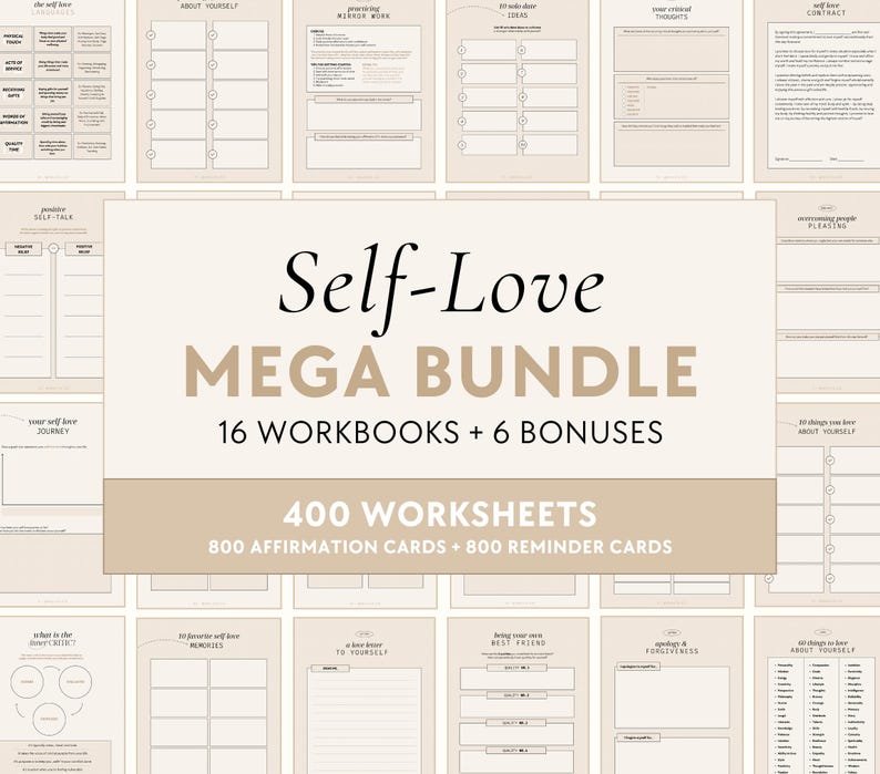 Self-love Bundle | Workbooks - Self-talk, Self-esteem, Confidence, Body ...