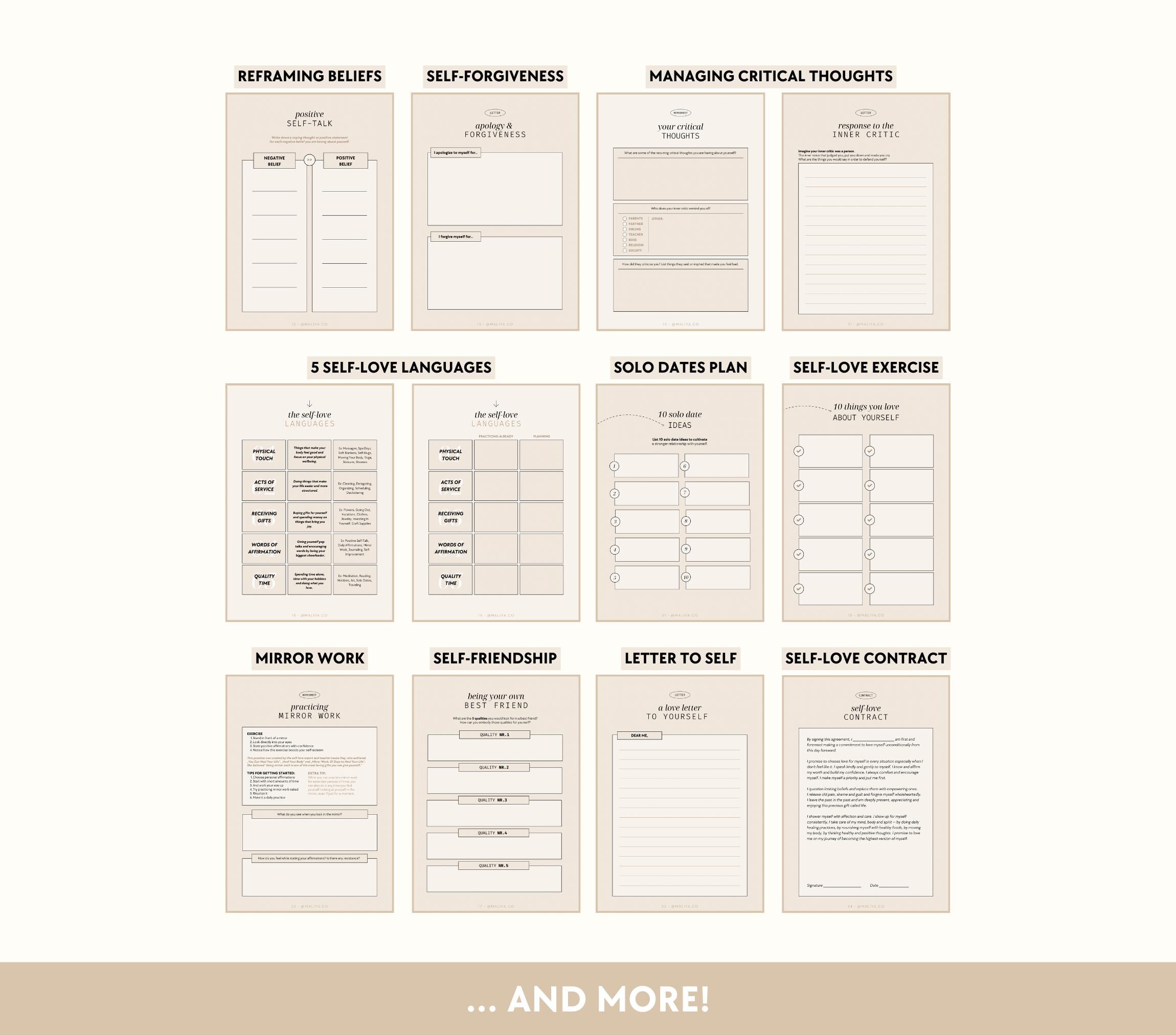 Self-love Workbook | Positive Self-talk, Confidence, Self-esteem, Solo ...