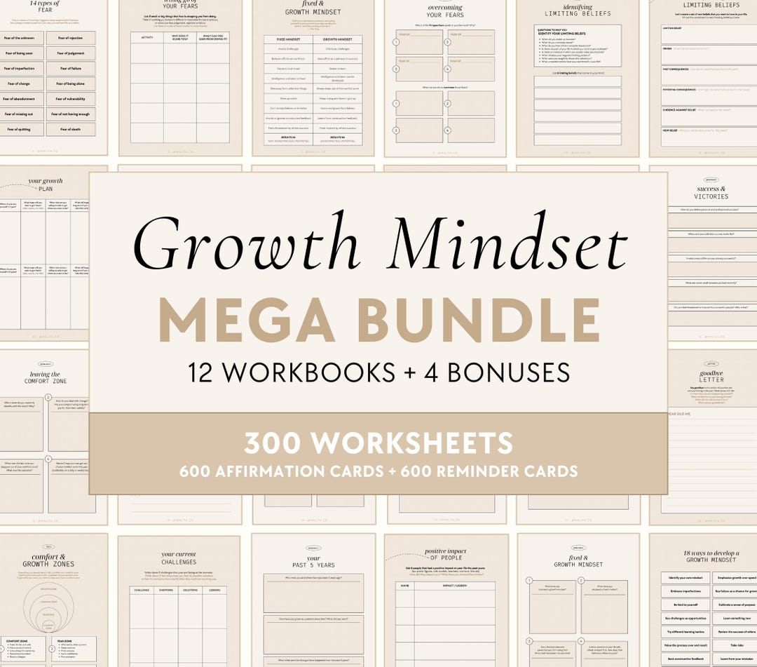Growth Mindset Bundle | Workbooks - Productivity, Manifest Money ...