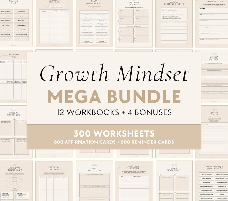 Growth Mindset Bundle | Workbooks - Productivity, Manifest Money ...