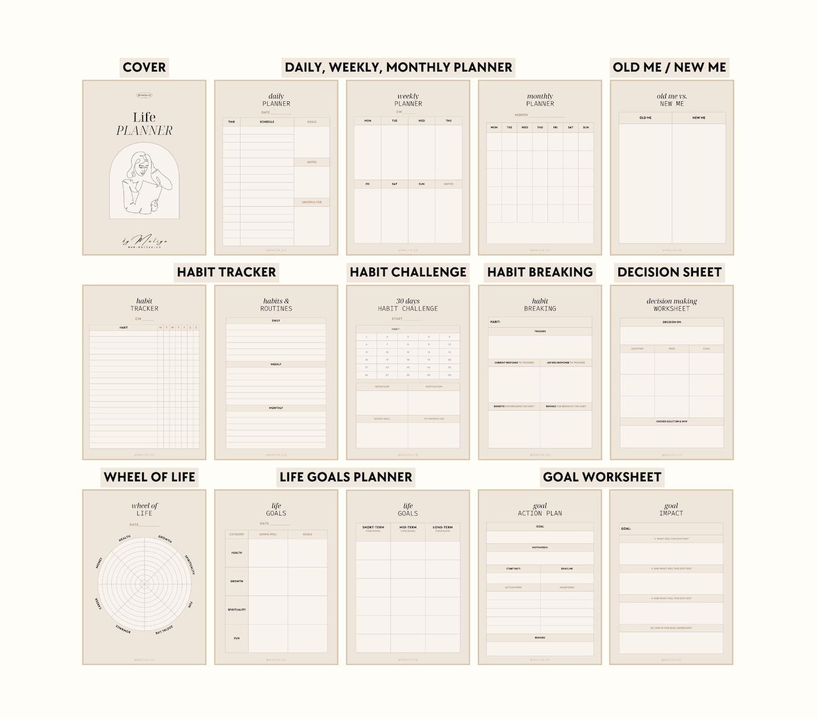 Life Planner 2025 | Daily, Weekly, Monthly - Goal Setting, Wheel of ...