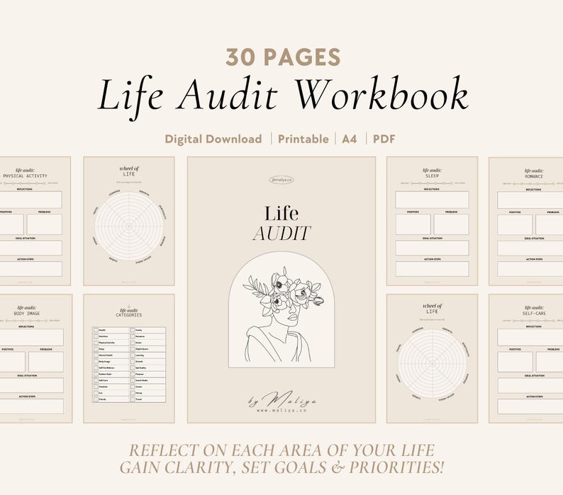 Life Audit Workbook - 2025 Wheel of Life, Life Reset, Assessment, Self ...