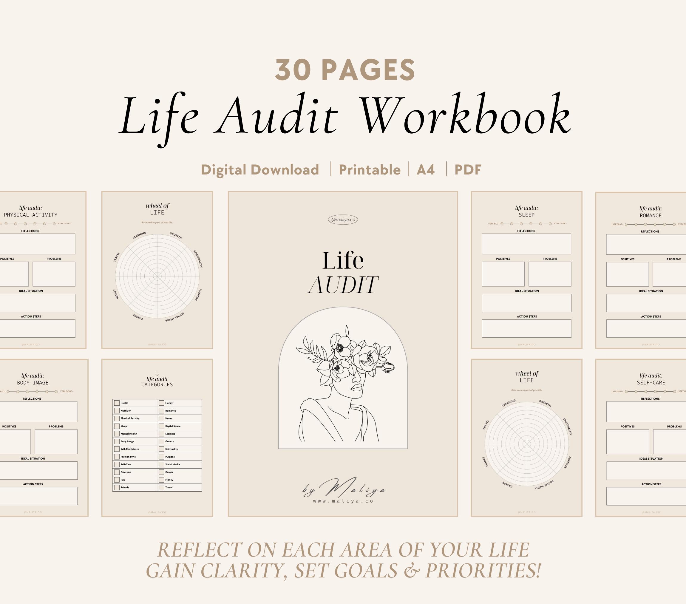 Life Audit Workbook - 2025 Wheel of Life, Life Reset, Assessment, Self ...