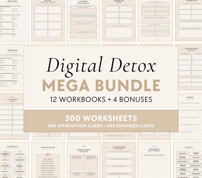 Digital Detox Bundle | Workbooks - Digital Wellness, Social Media Break ...