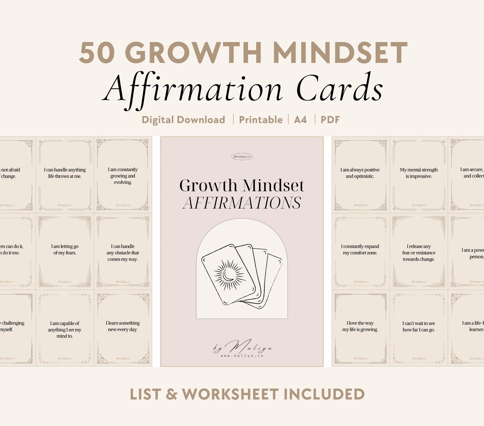 Growth Mindset Affirmations | Oracle Cards - Personal Growth, Success, Motivation, Positive ...
