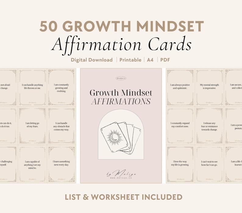 Growth Mindset Affirmations | Oracle Cards - Personal Growth, Success ...