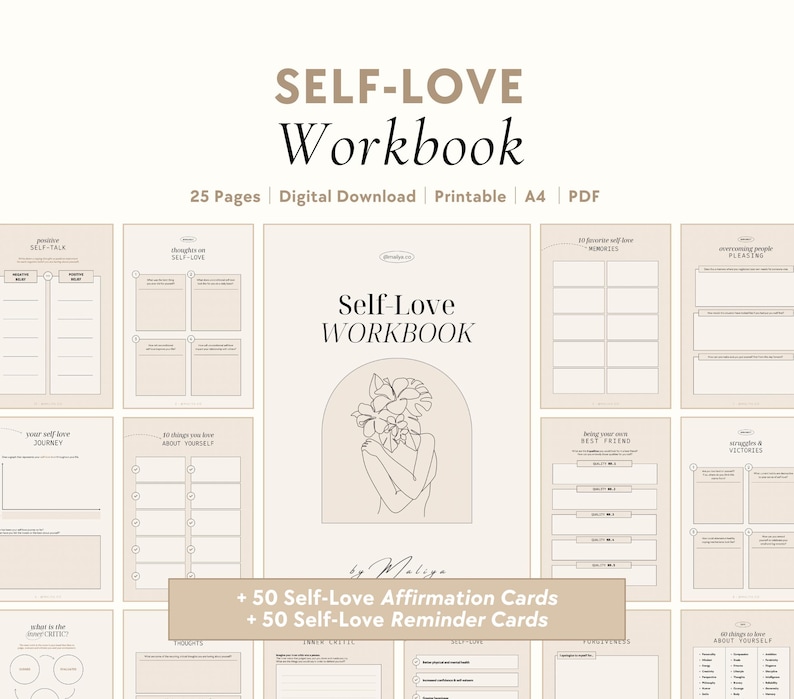 Self-love Workbook | Positive Self-talk, Confidence, Self-esteem, Solo ...