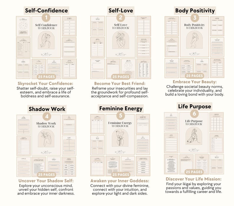 Self-confidence Bundle | Workbooks - Self-love, Self-esteem, Body ...