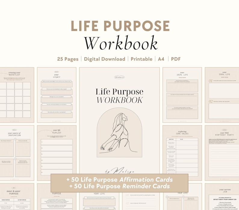 Life Purpose Workbook | Ikigai & Passion Planner, Career Guide, Core ...