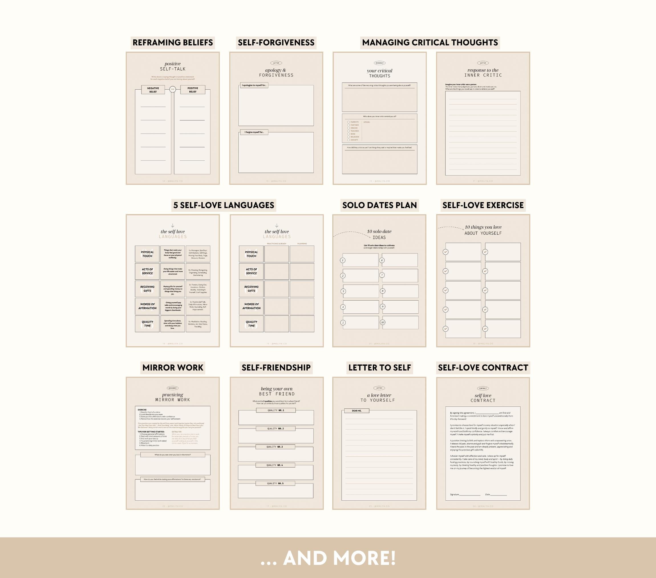 Self-love Bundle | Workbooks - Self-talk, Self-esteem, Confidence, Body ...