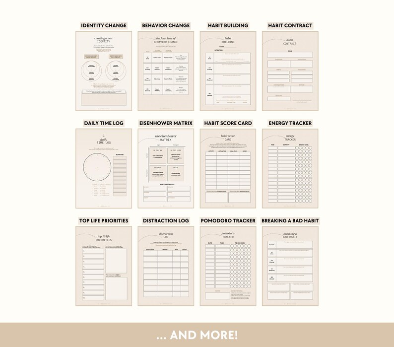 Productivity Workbook | Printable Planner, Goal Setting, Habit Tracker ...