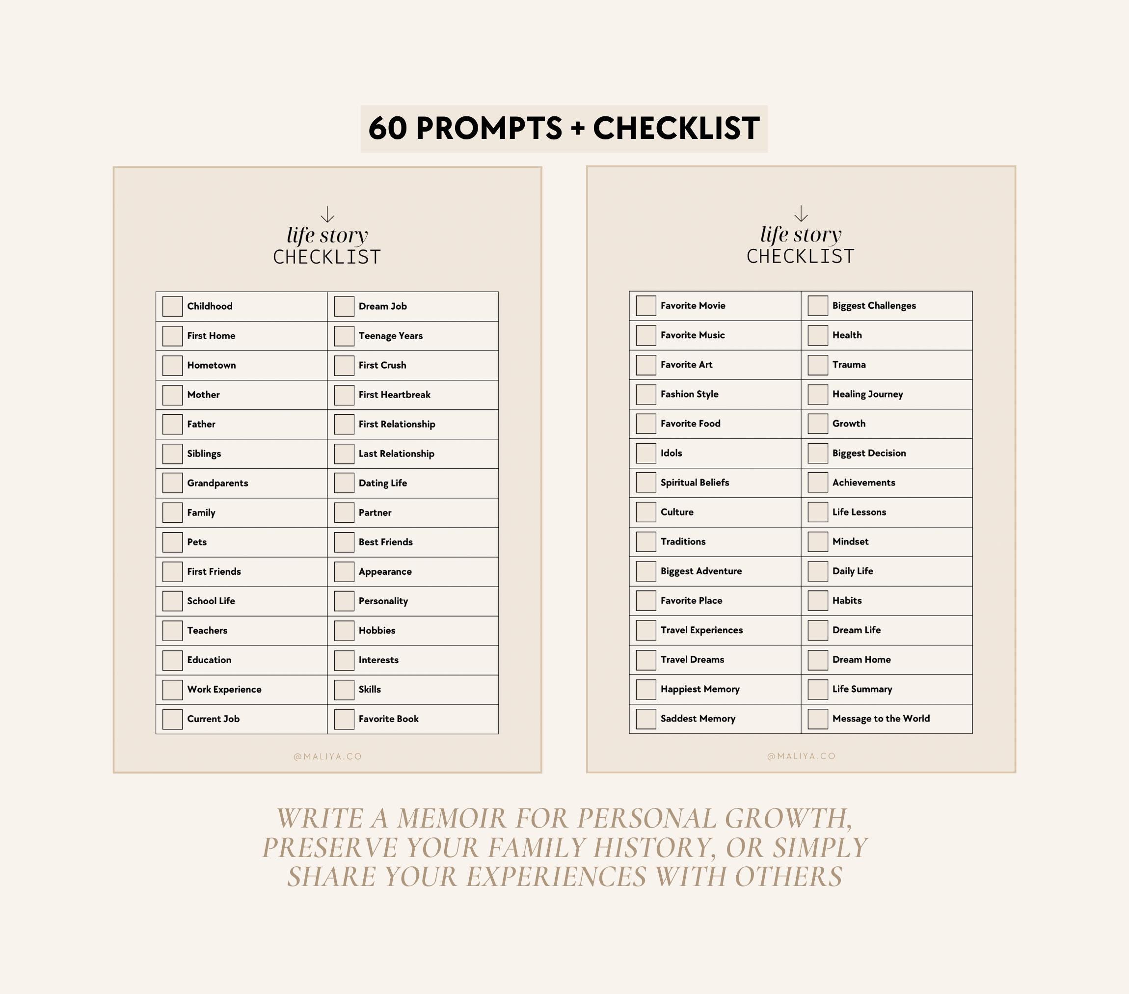 Life Story Journal | Writing Prompts, Guided Biography, Memory Book ...