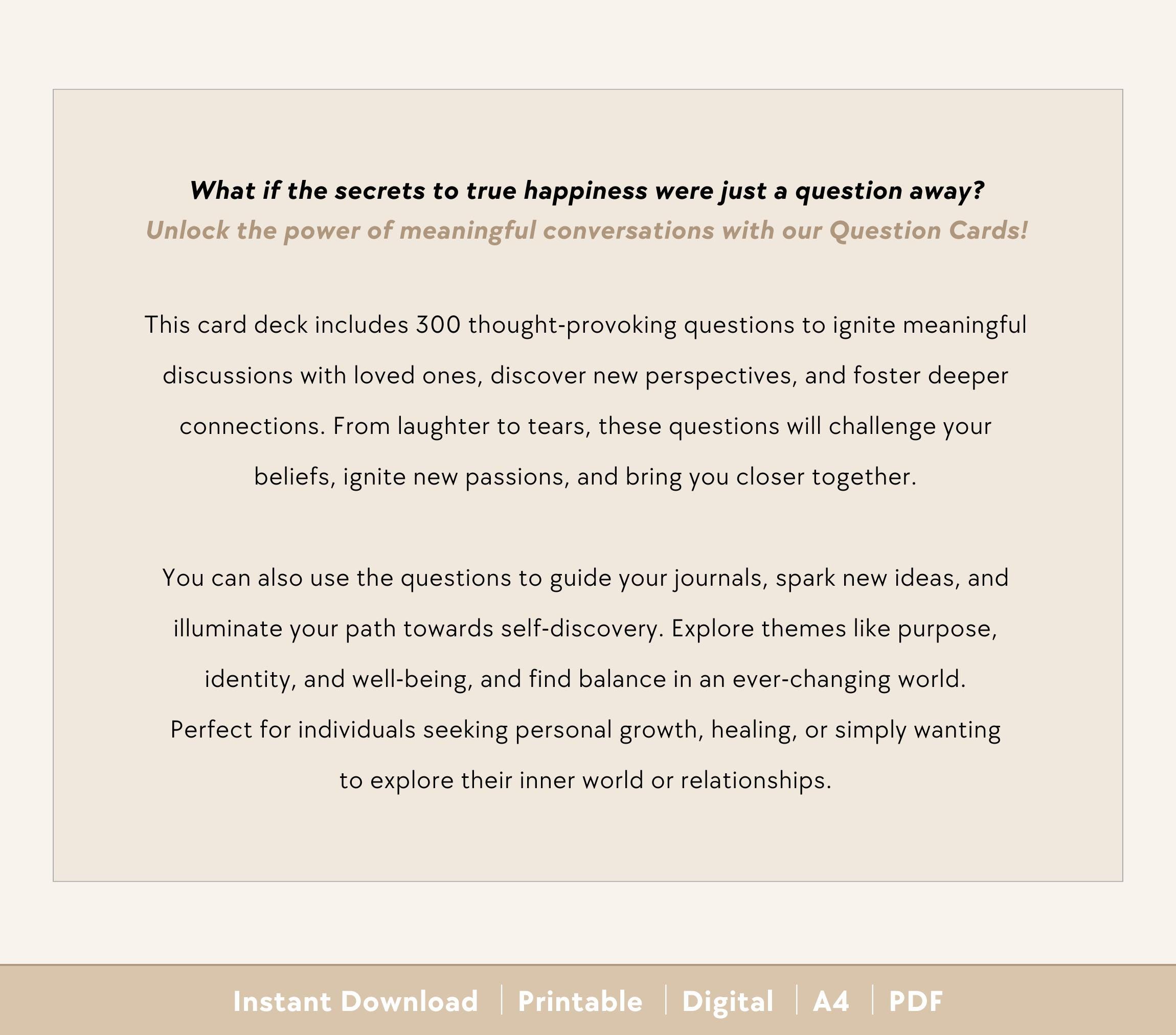 300 Question Cards | Deep Talk, Conversation Starters, Date Night ...