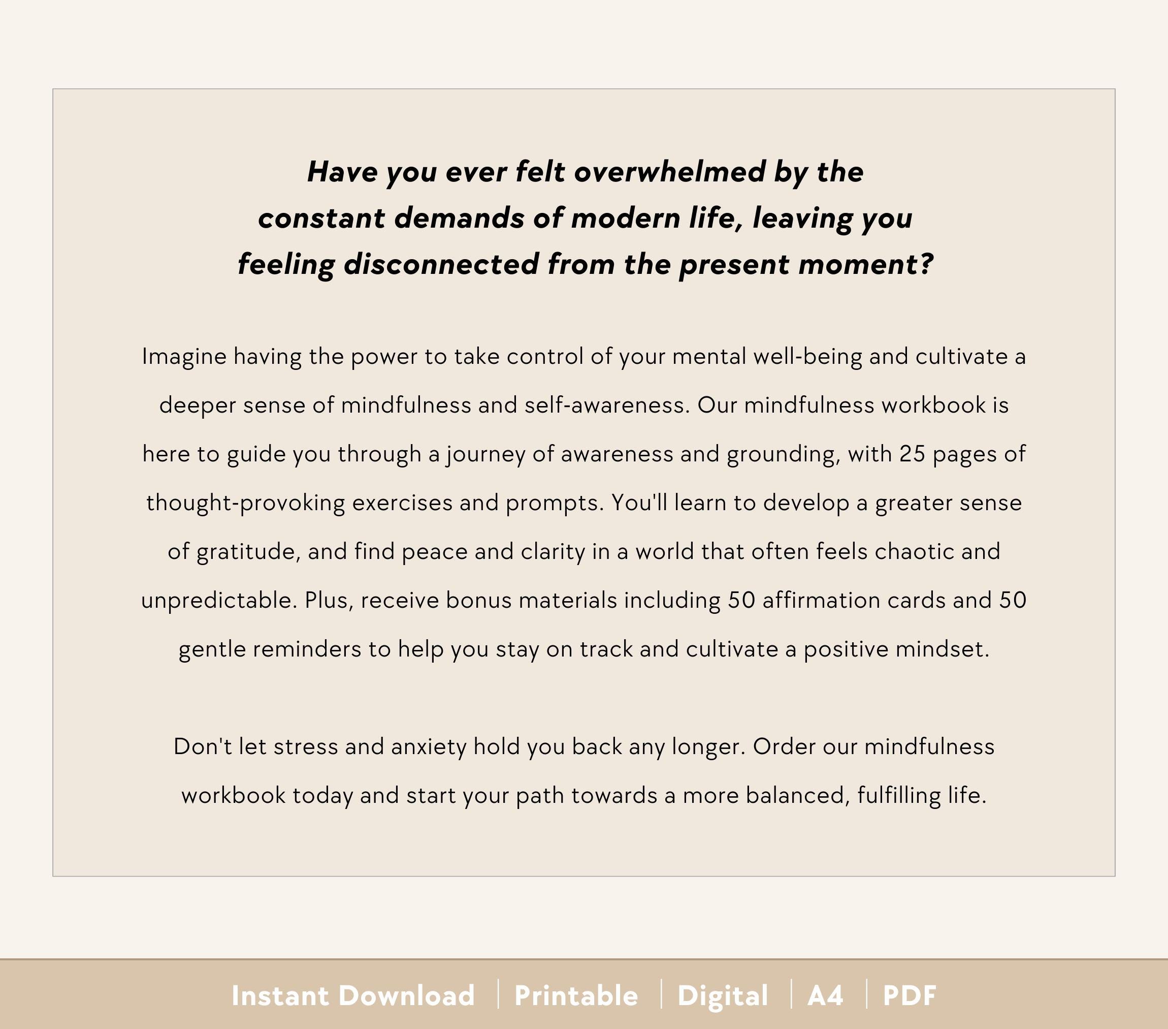 Mindfulness Workbook | Self-care, Gratitude, Mindful Eating, Mental ...