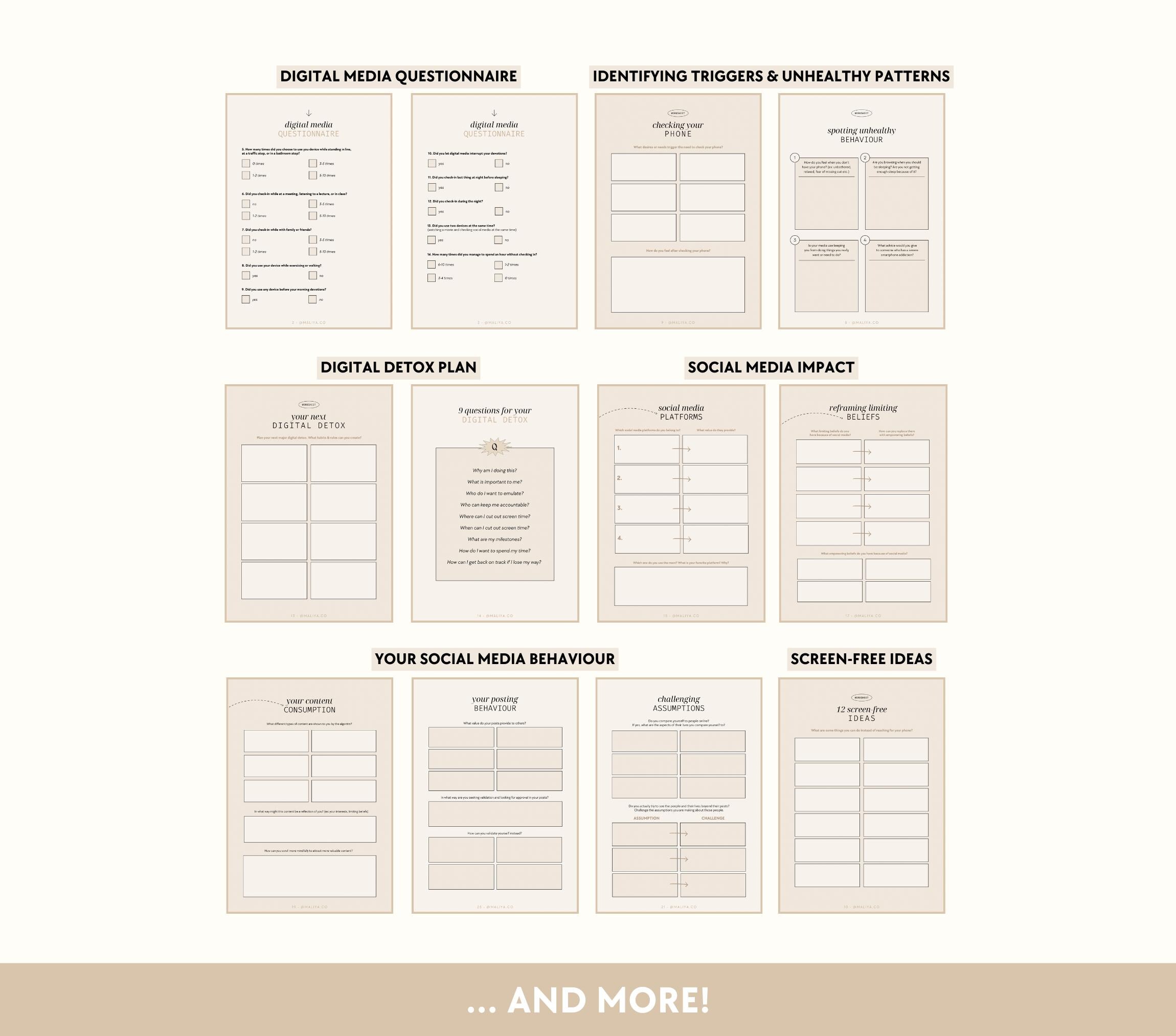 Digital Detox Bundle | Workbooks - Digital Wellness, Social Media Break ...