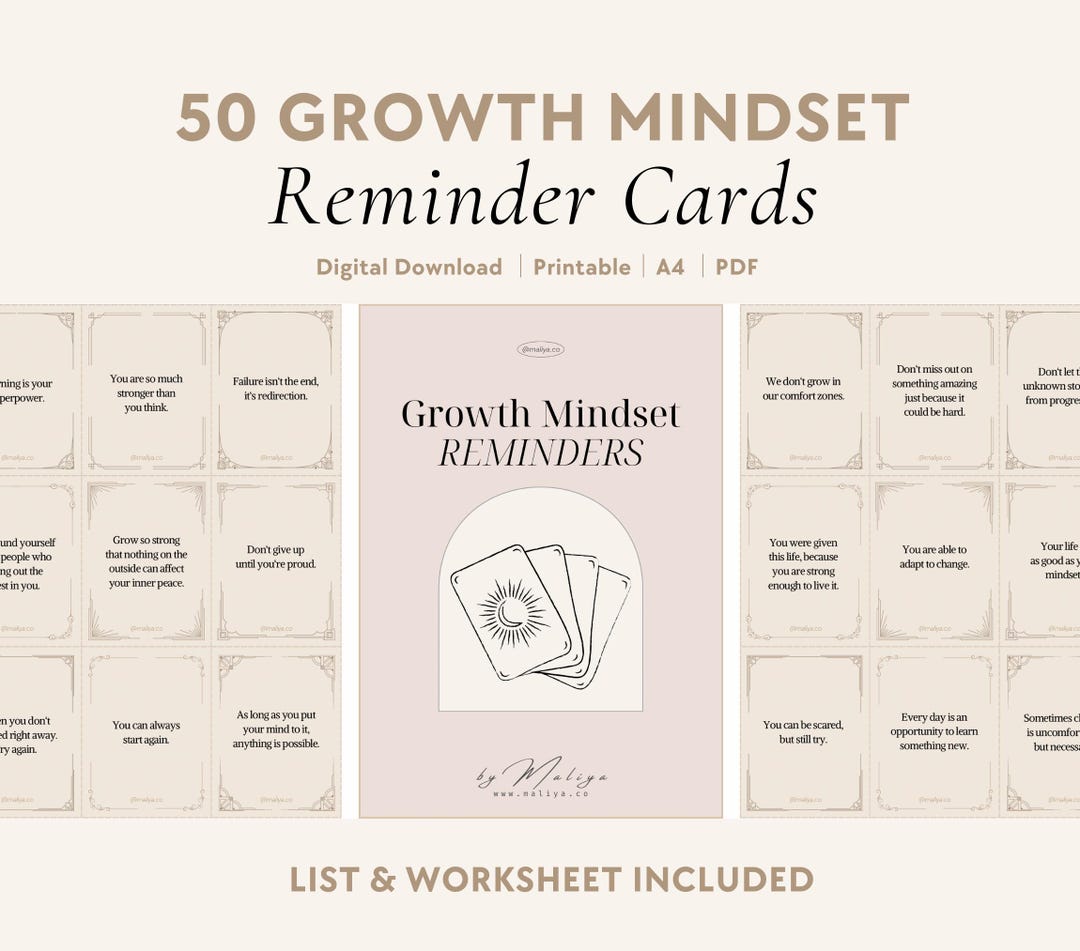 Growth Mindset Reminders | Oracle Cards - Personal Growth, Motivation ...