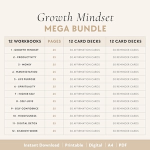 Growth Mindset Bundle | Workbooks - Productivity, Manifest Money ...