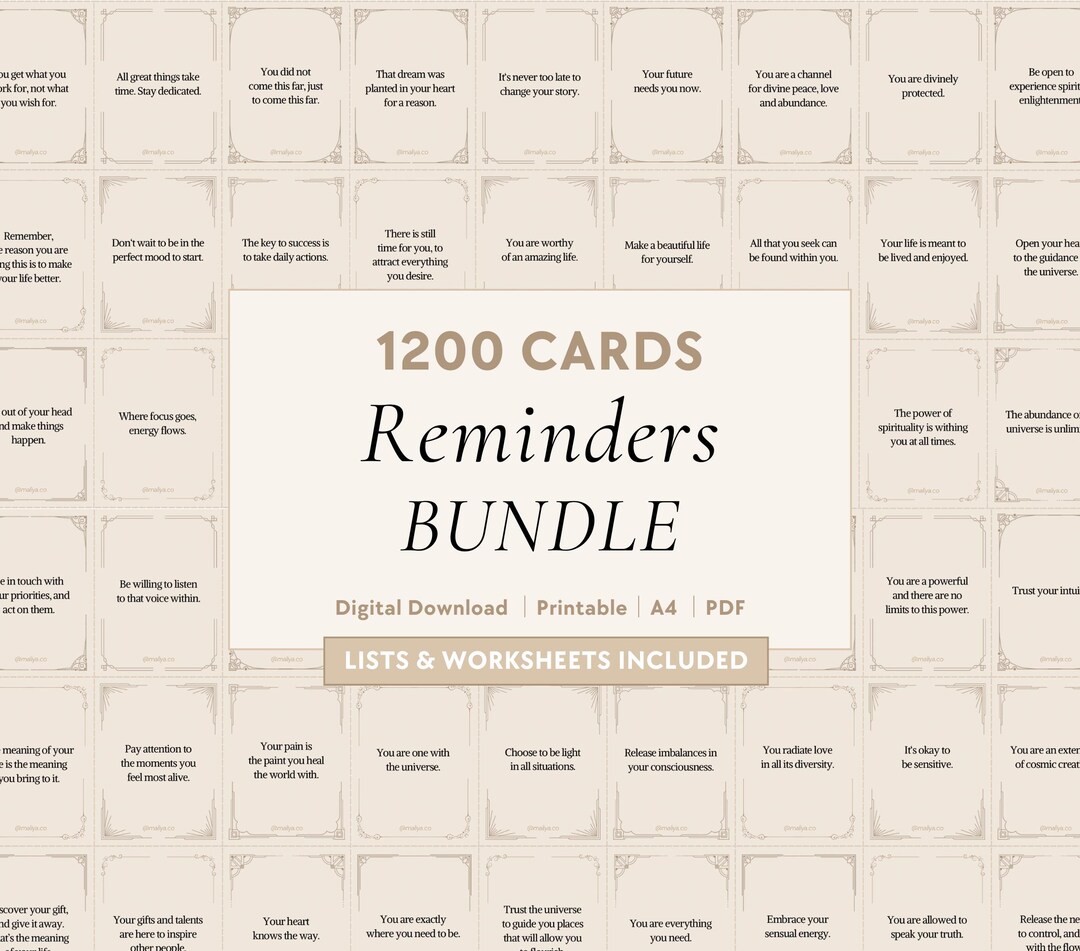 1200 Daily Reminders Bundle | Oracle Cards - Self-love, Mindset ...