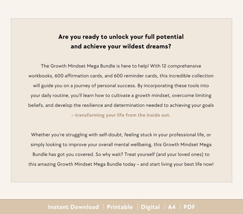 Growth Mindset Bundle | Workbooks - Productivity, Manifest Money ...