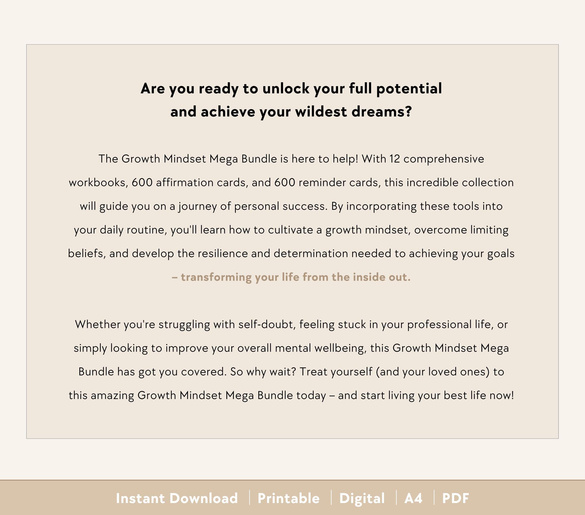 Growth Mindset Bundle | Workbooks - Productivity, Manifest Money ...