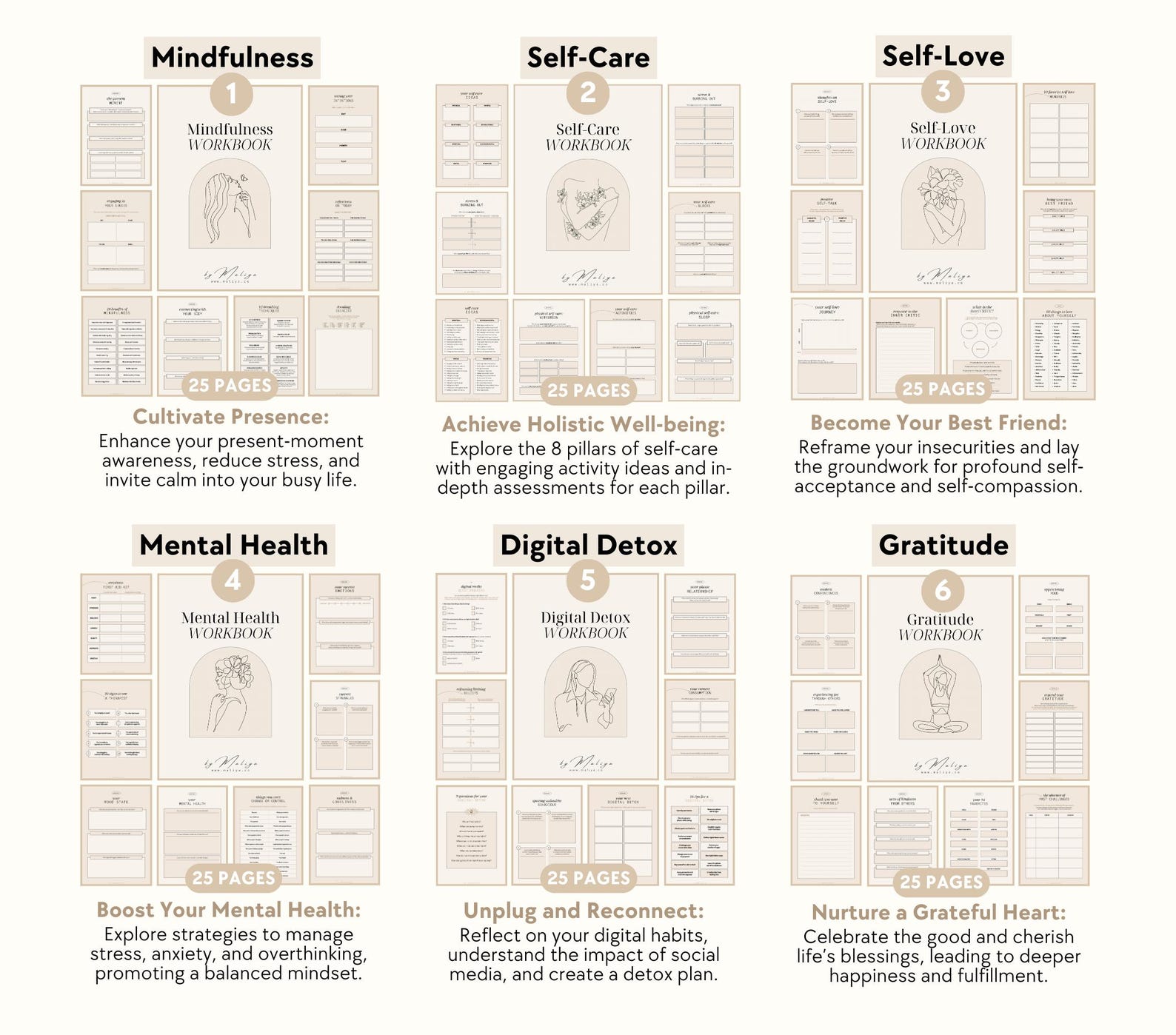 Mindfulness Bundle | Workbooks - Self-care, Mental Health, Digital ...