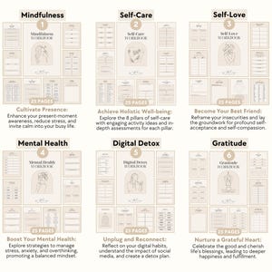 Mindfulness Bundle | Workbooks - Self-care, Mental Health, Digital ...