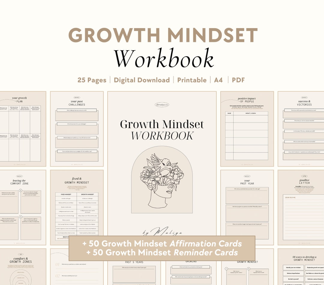 Growth Mindset Workbook Transform Limiting Beliefs, Personal Growth ...