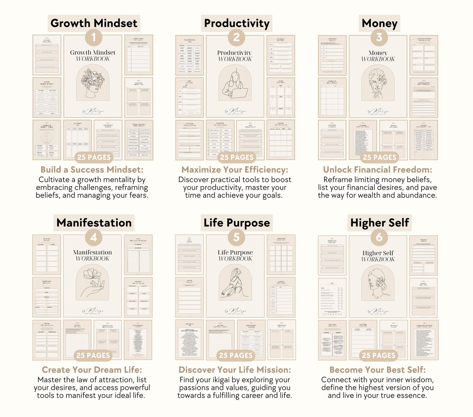 Growth Mindset Bundle | Workbooks - Productivity, Manifest Money ...