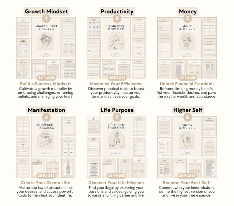 Growth Mindset Bundle | Workbooks - Productivity, Manifest Money ...