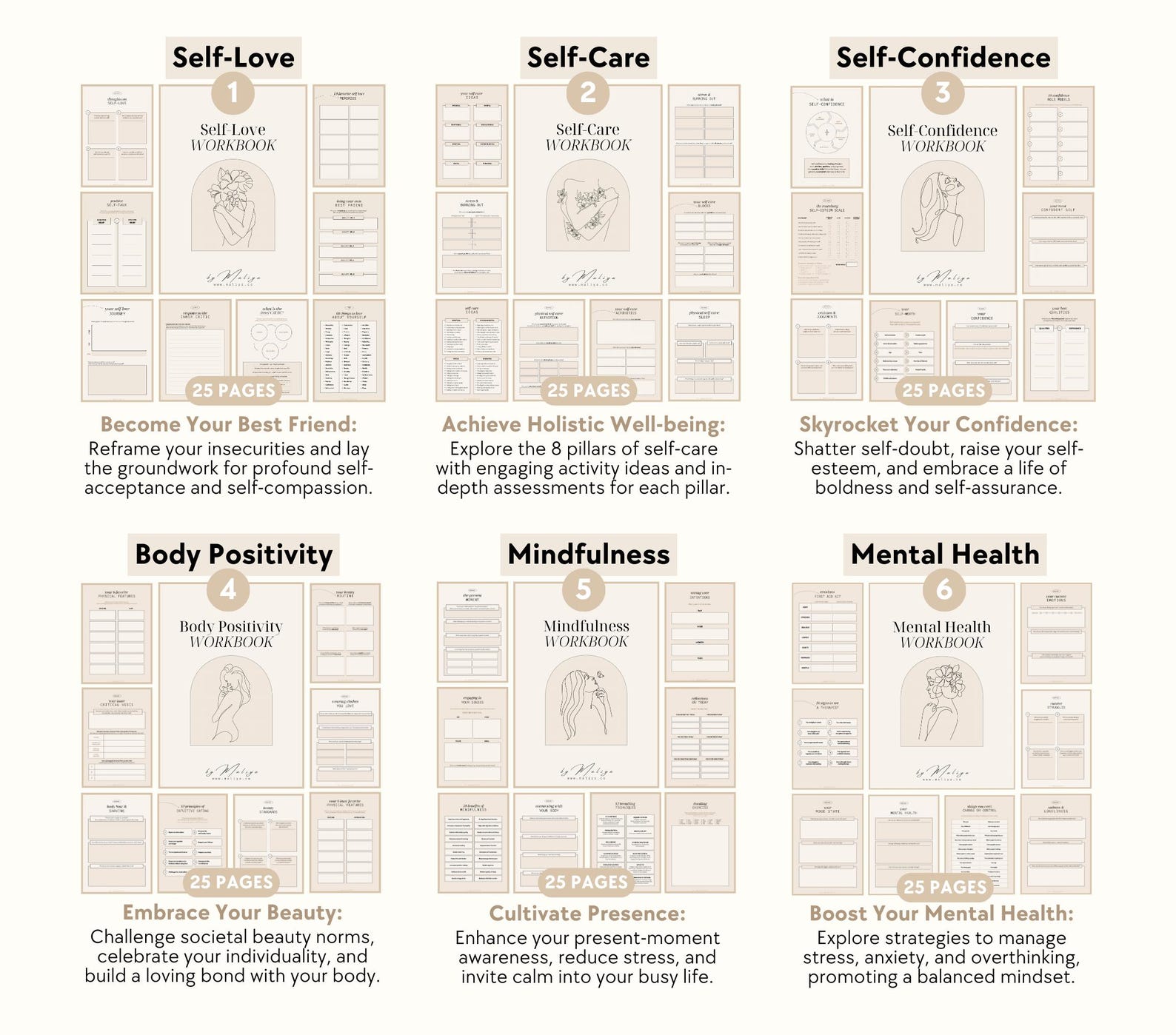 Self-love Bundle | Workbooks - Self-talk, Self-esteem, Confidence, Body ...