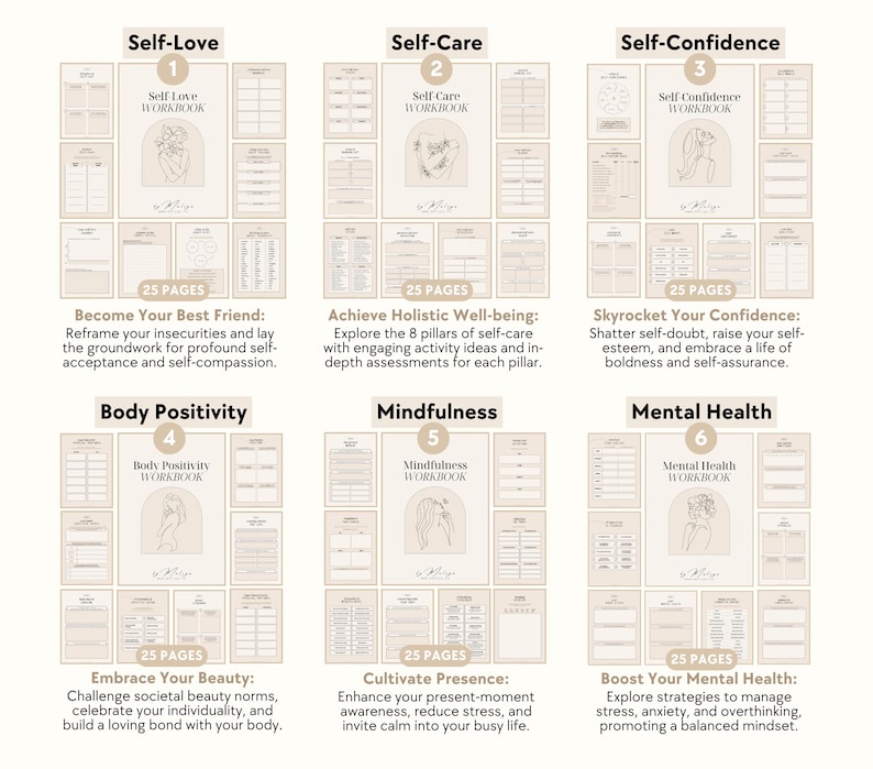 Self-love Bundle | Workbooks - Self-talk, Self-esteem, Confidence, Body ...