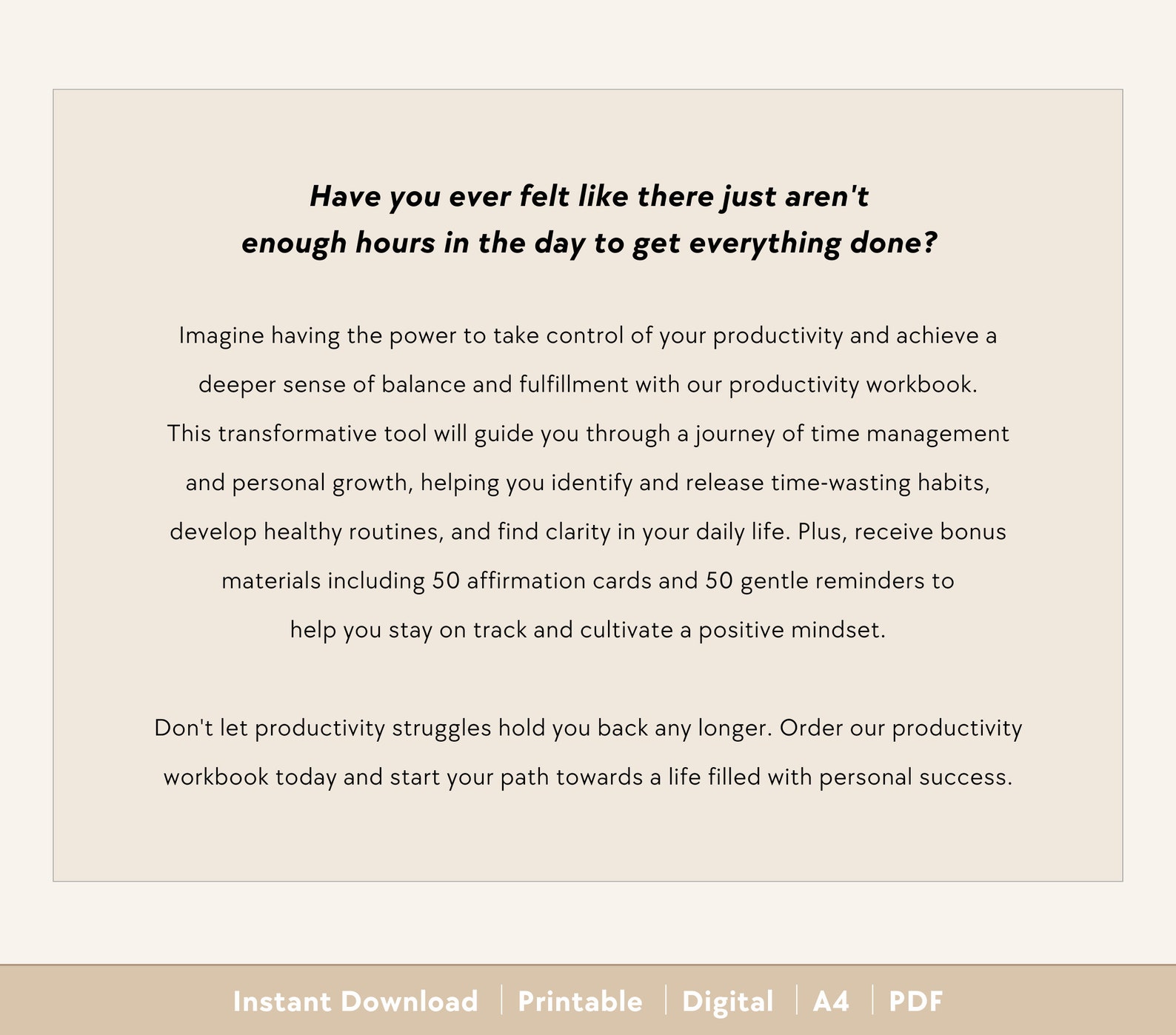 Productivity Workbook Printable Planner, Goal Setting, Habit Building ...