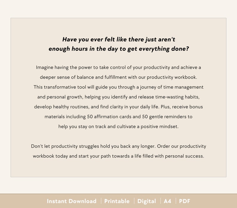 Productivity Workbook Printable Planner, Goal Setting, Habit Building ...