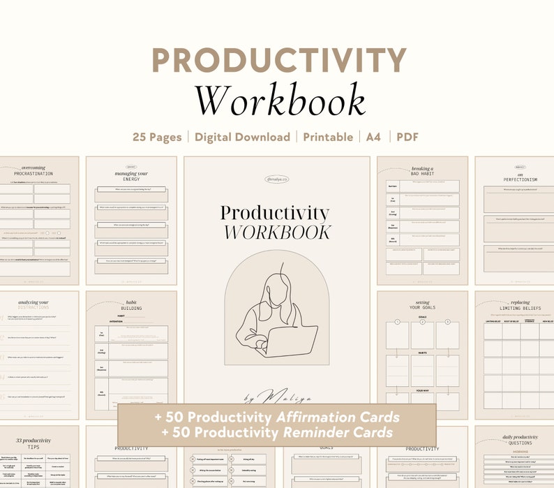 Productivity Workbook Printable Planner, Goal Setting, Habit Building ...